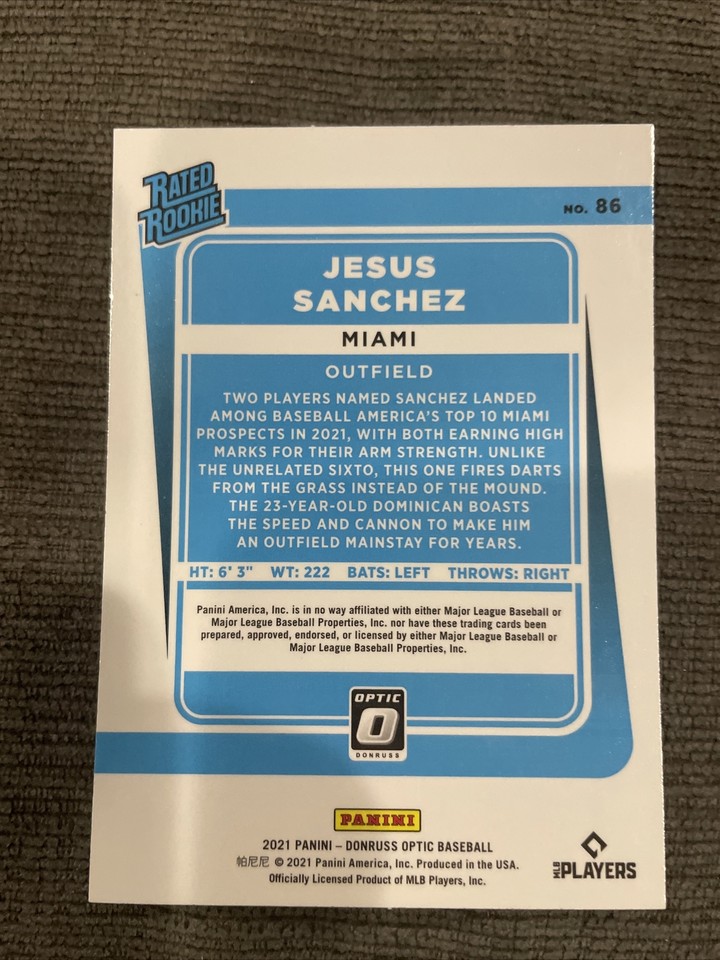 2021 Donruss OPTIC JESUS SANCHEZ RATED ROOKIE RC #86 Miami Marlins | eBay