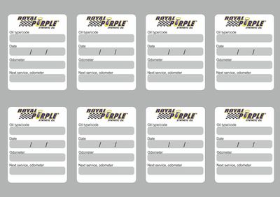 8x ROYAL PURPLE Oil Change Service Reminder Decals Adhesive Labels Die ...