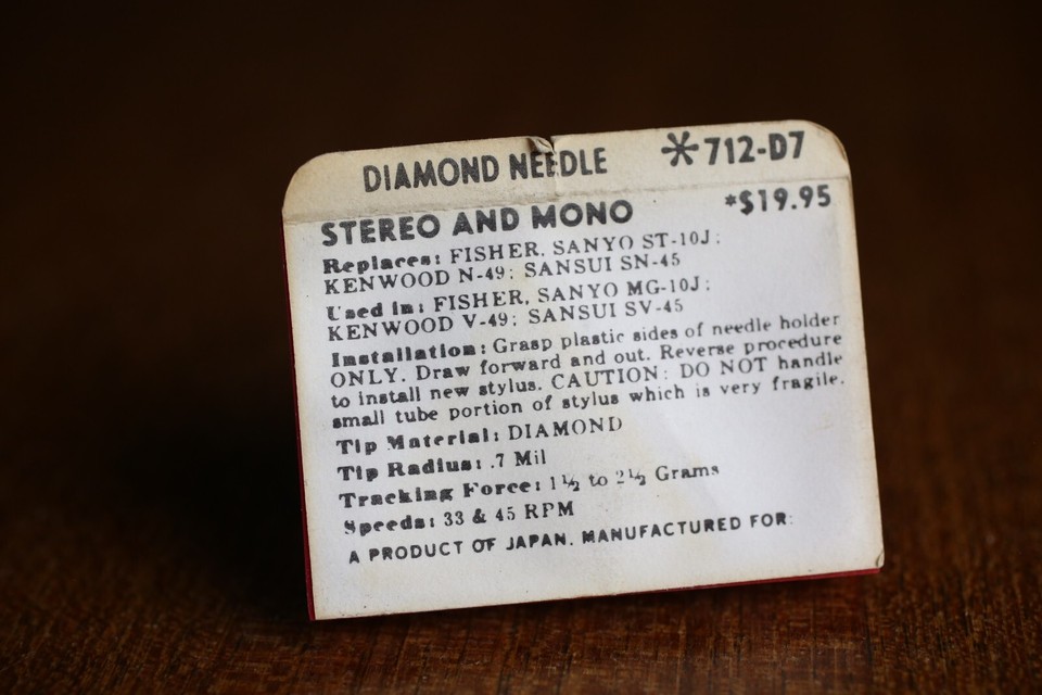 Pfanstiehl 712-D7 diamond stylus - Fisher / Sanyo ST-10J Kenwood N49 ...