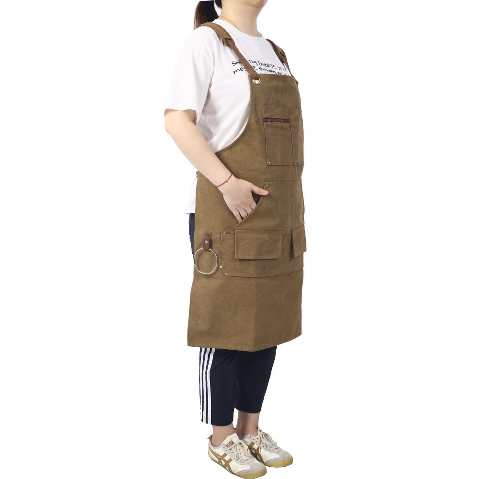 Long Heavy Duty Canvas Tool Apron Carpenter Woodworking Apron, 16 Oz ...
