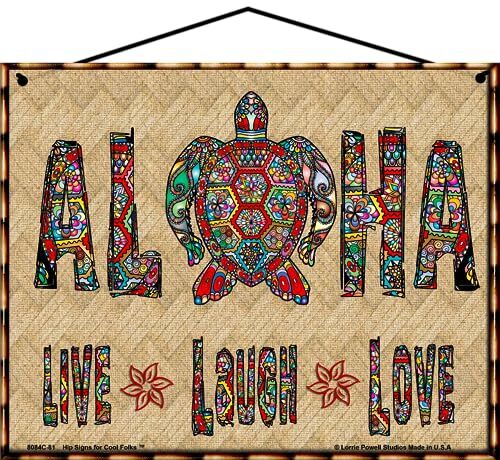 8x10 Aloha Live Laugh Love Sign - Hawaiian Themed Colorful Tribal ...