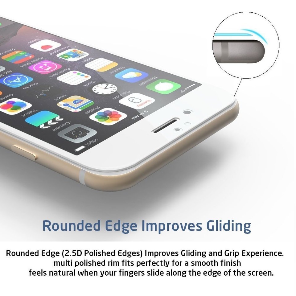 iPhone 6/ 6s Plus Tempered Glass Full Cover Screen Protector 2.5D 100% ...