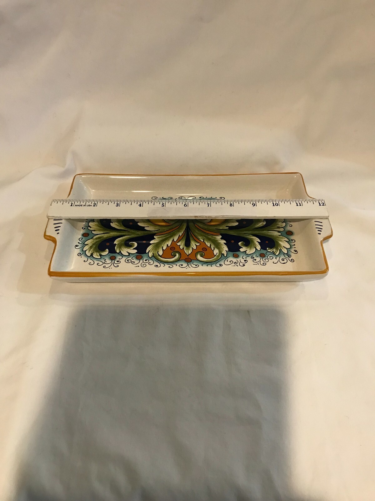Italy Pottery Ceramica Nova Deruta Rectangular Serving Tray w/Handles ...