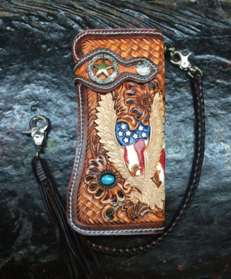 Eagle Carved Wallet Handmade Cowboy Wallet Mens Bifold Wallet Gift X91 ...
