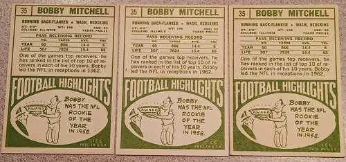 Lot '60s Bobby Mitchell Football Cards Autograph COA Washington ...
