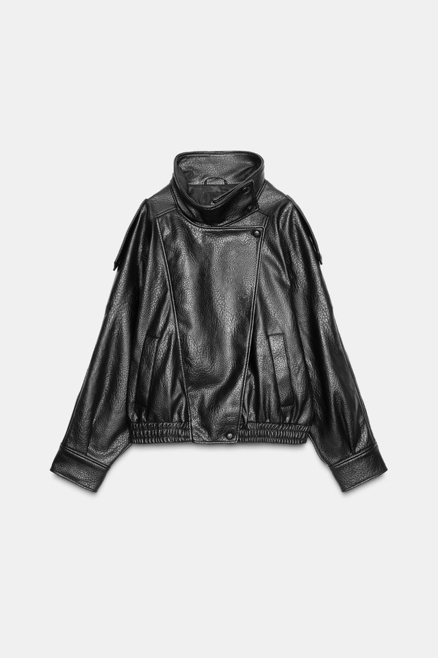 ZARA Black Faux Leather Bomber Jacket 4391/872/800 XS_S_M_L _XL VIRAL ...