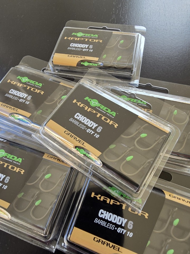 6 X Korda Kaptor Carp Fishing Hooks Job Lot Choddy Barbless Size 6 ...