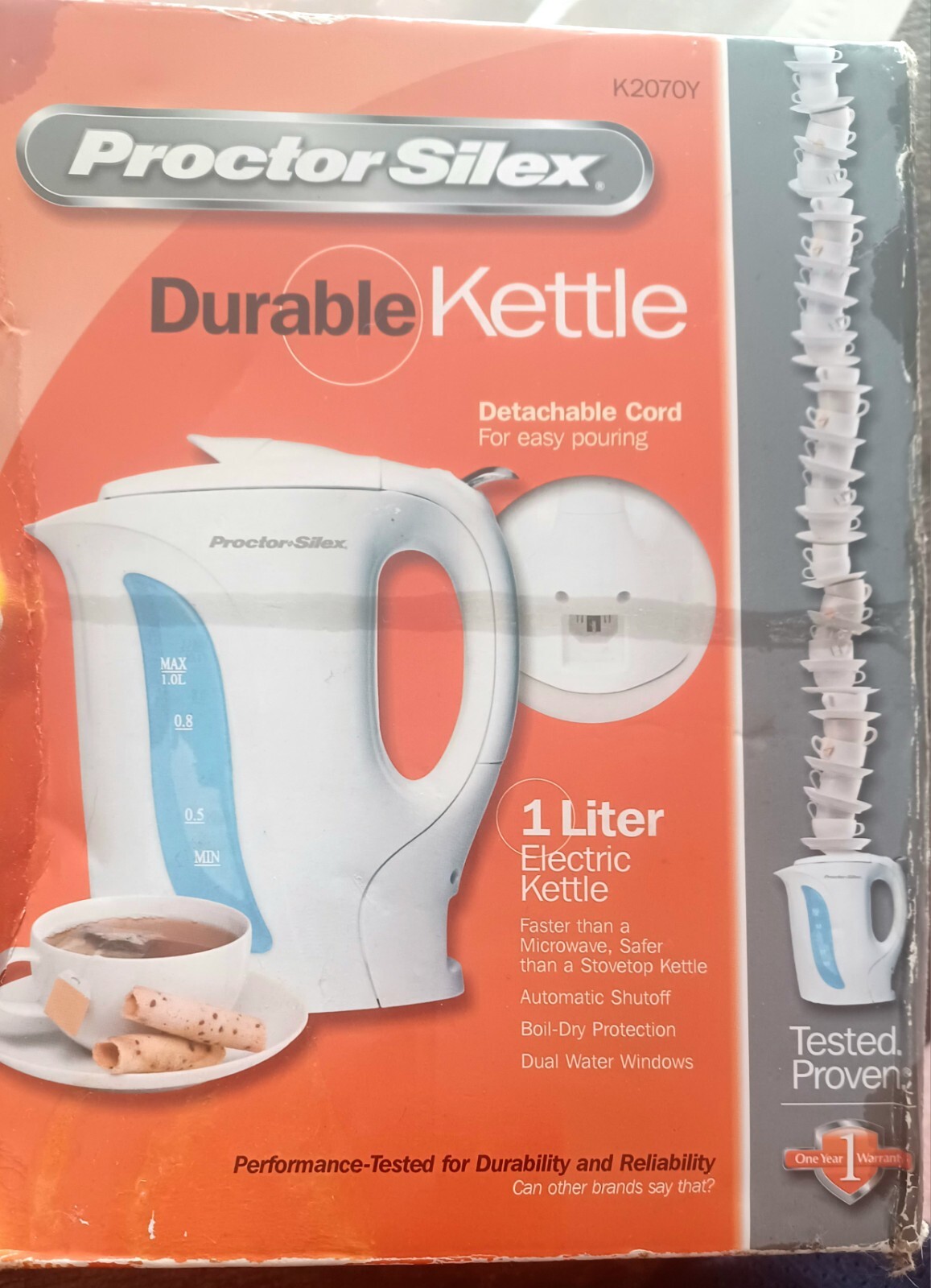 Proctor Silex DURABLE KETTLE 1 Liter K2070Y Electric, Auto Shut-Off ...