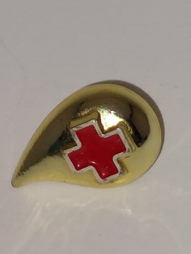 vintage red cross enameled filled on gold tone droplet lapel pin | eBay