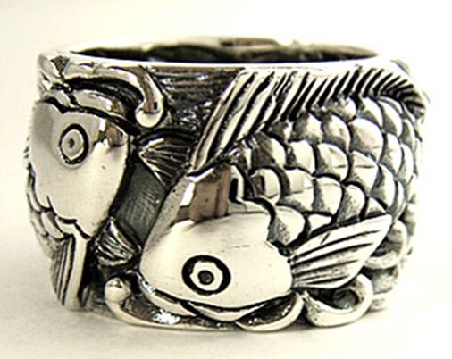 JAPANESE KOI CARP LUCKY FISH SOLID 925 STERLING SILVER RING | eBay
