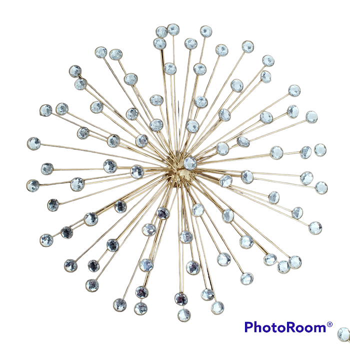 Acrylic Starburst Sunburst Crystal Jeweled Gold Metal Dimensional Wall ...