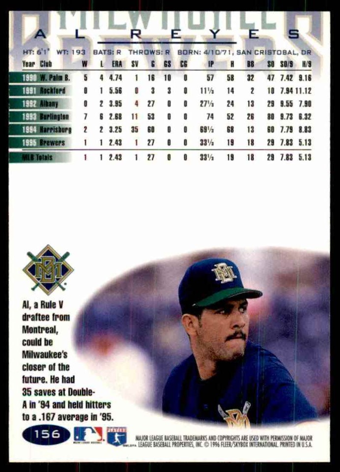 1996 Fleer Tiffany Al Reyes #156 | eBay