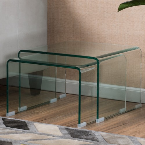 Angel See Through Clear Waterfall Glass Nesting Tables (Set of 2 ...