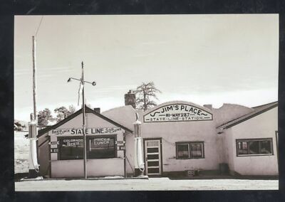 REAL PHOTO COLORADO WYOMING STATE LINE GAS STATION STORE POSTCARD COPY ...