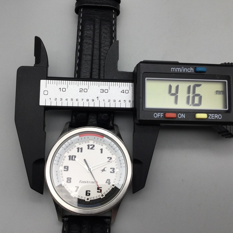 Fastrack 3091SBD Mens Watch 42mm White Dial Black Leather 50M New ...