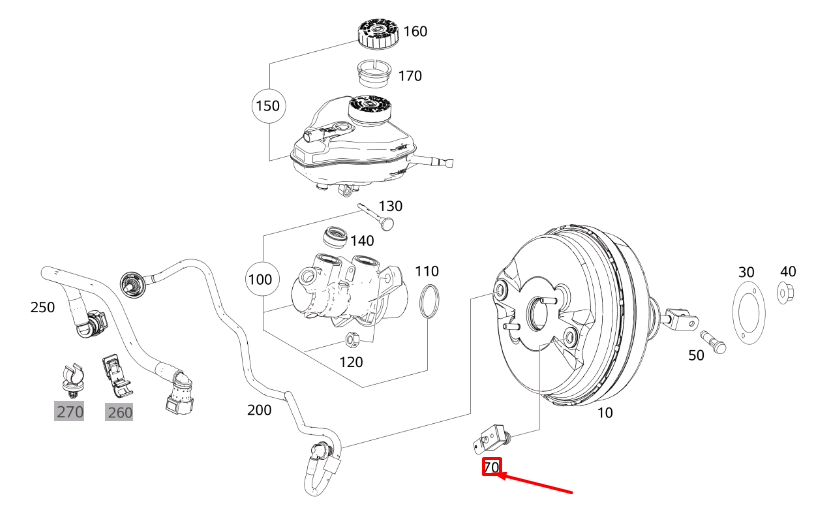 MERCEDES-BENZ E C238 Unterdrucksensor Bremseinheit A0009051904 NEU ...