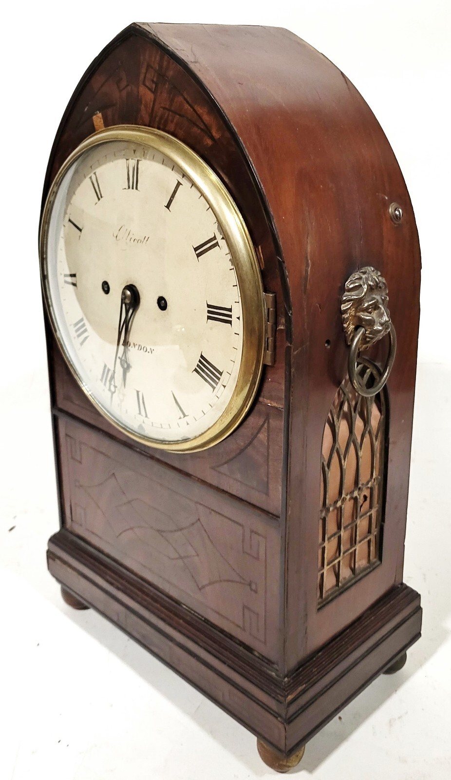 Antique 19th C ENGLISH Inlaid Wood & Bronze ELLICOTT Dome Mantle ...