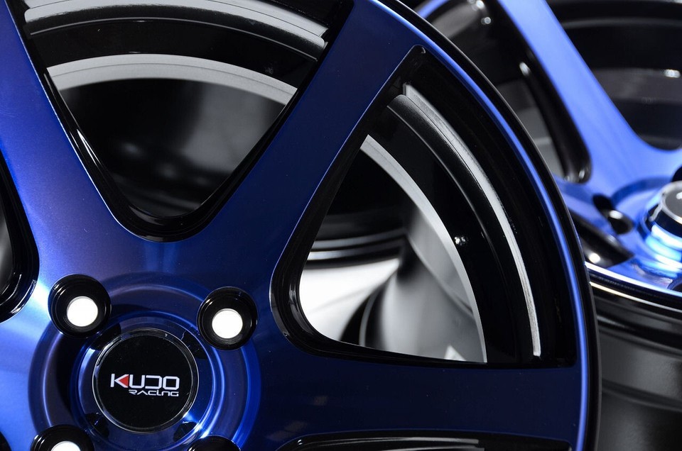 15x8 4x100 15mm Black Blue Wheels Rims Cobalt Spark Civic Scion xB ...