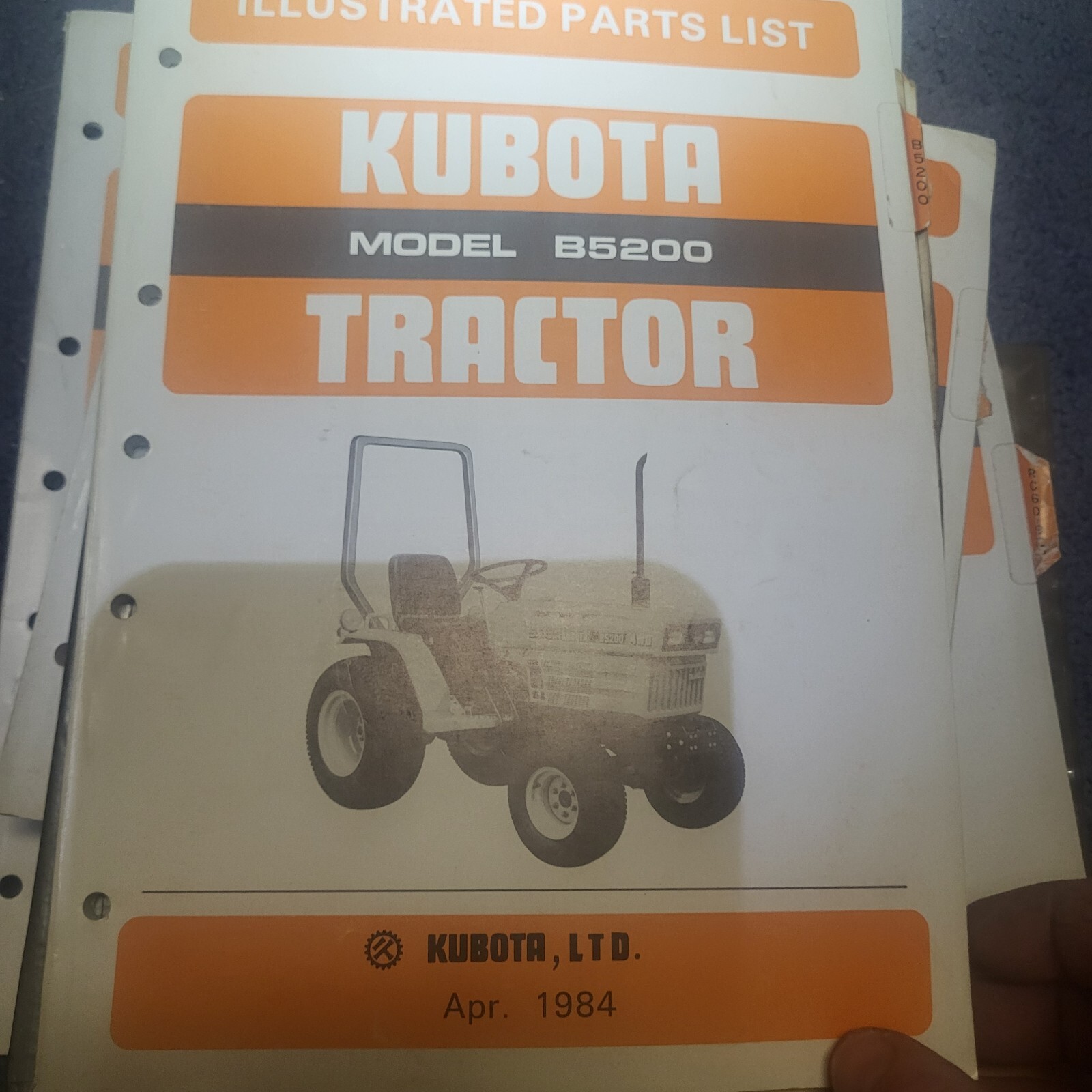 1987-1996 KUBOTA 5200 B5200 TRACTOR PARTS CATALOG MANUAL VERY GOOD ...