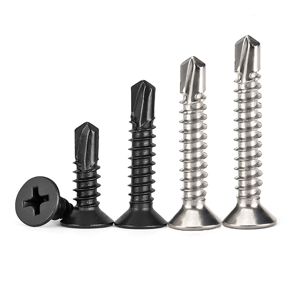 Bohrschrauben DIN 7504 Schwarz Edelstahl Senkkopf Blechschrauben 3,5mm ...