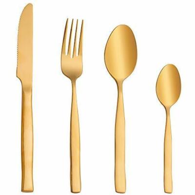 Flatware Sets, Stainless Steel Eating Utensil Set 4 PCS, Include Knife ...