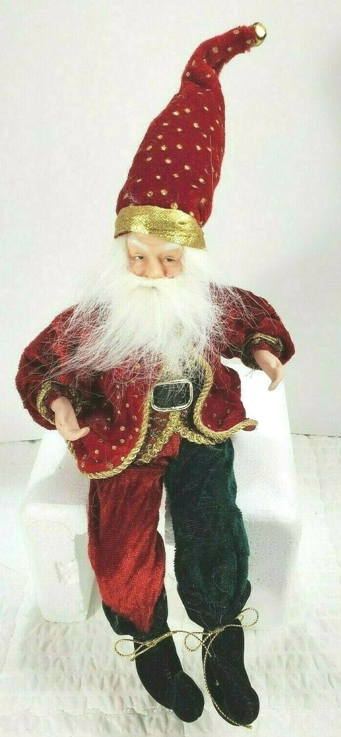 VTG Posable Santa Claus Christmas Figure 14” Christmas Decor Red/ Green ...