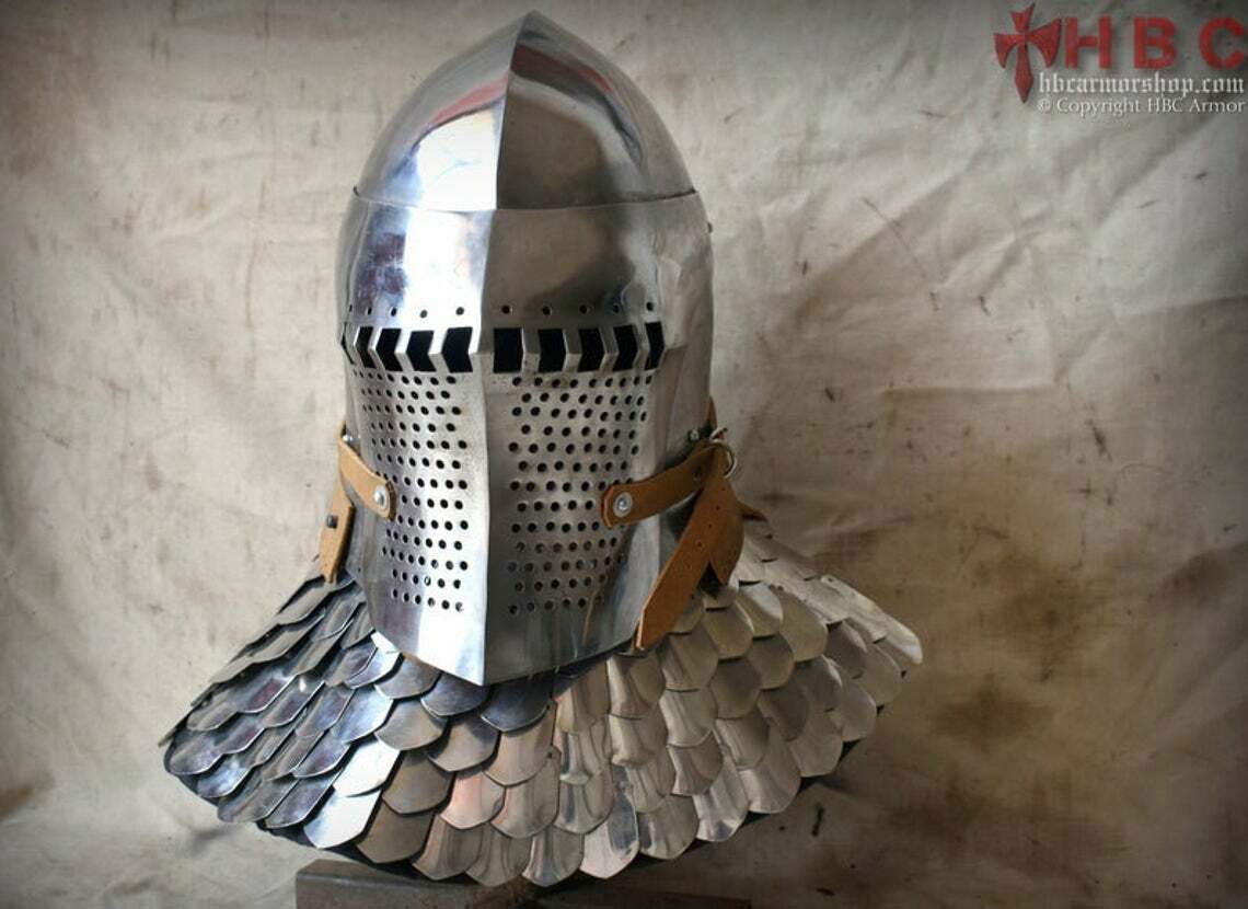 Halloween Medieval Great Bascinet helmet Hand Forged sca/jousting ...