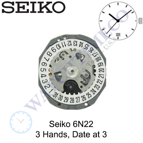 Genuine Seiko 6N22 Watch Movement 3 Hands, Date at 6 | eBay