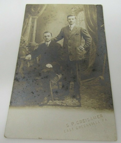 Two Gentlemen Postcard RPPC SP Greisamer Greenville PA AZO 1904-1918 | eBay