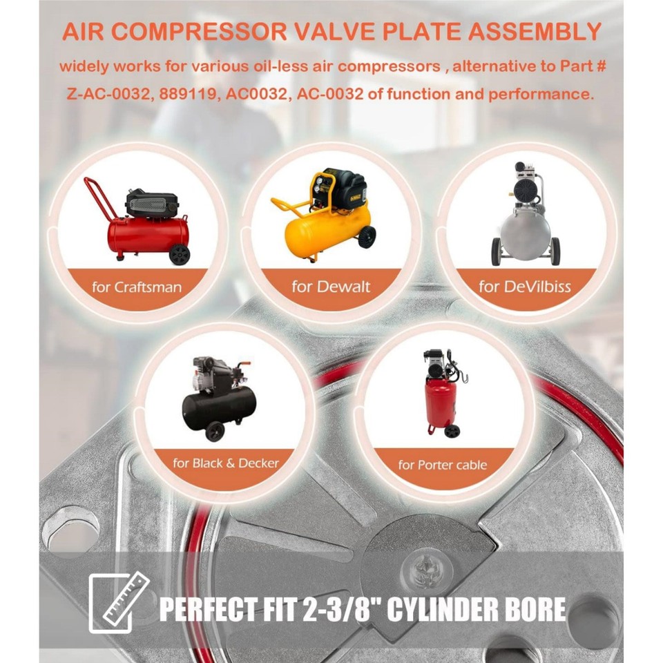 AC-0032 Air Compressor Valve Plate Steel+Aluminum for Craftsman Cable ...
