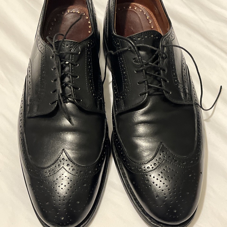 ALLEN EDMONDS Lombard Black Leather Wingtip Brogue Derby Shoes Sz US 10 ...