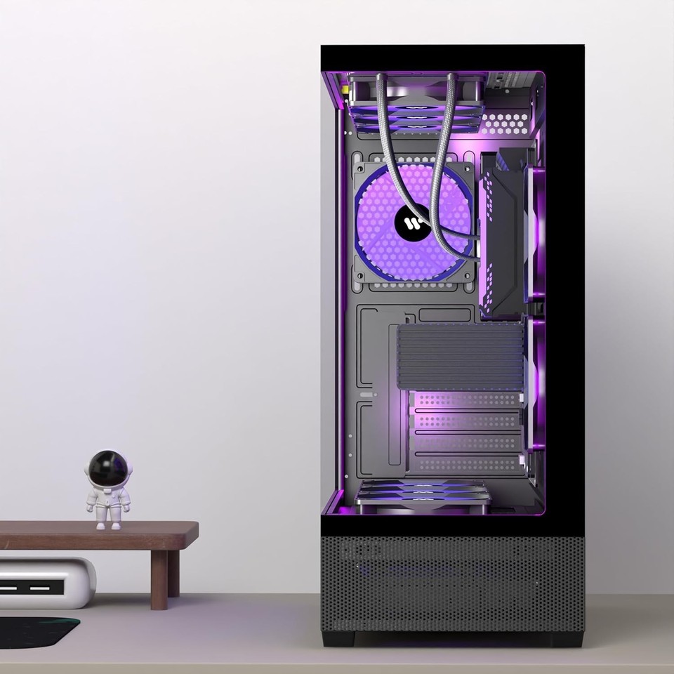 PC CASE ATX 6 PWM ARGB Fans Pre-Installed, Mid-Tower Gaming PC Case ...