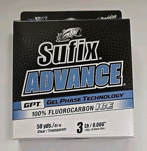 2 SUFIX ADVANCE GPT 100% FLUOROCARBON ICE LINE 3# CLEAR 50 YDS 677-003C ...