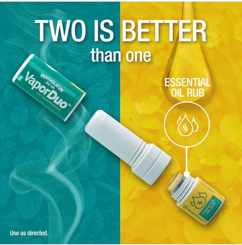 Mentholatum Vapor Duo, Non-Medicated Nasal Vapor Inhaler, Essential Oil ...