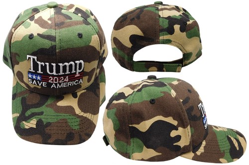 Trump 2024 Save America Woodland Camouflage Camo Adjustable Embroidered ...