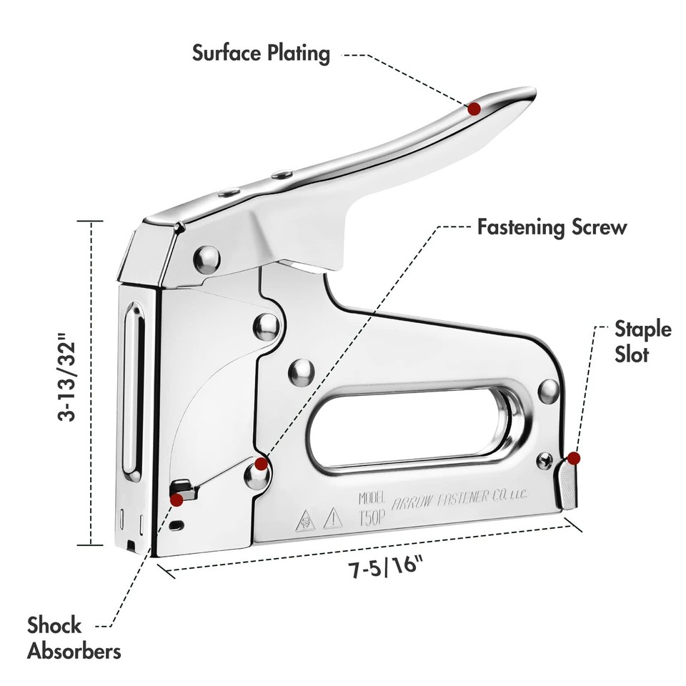 Arrow T50 Heavy Duty Staple Gun Kit With 3750PC T50 1/4" 3/8" 1/2 ...