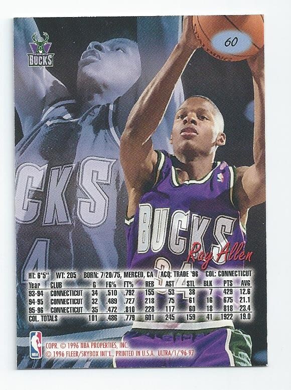 Ray Allen 1996-97 Ultra Rookie Card #60 | eBay