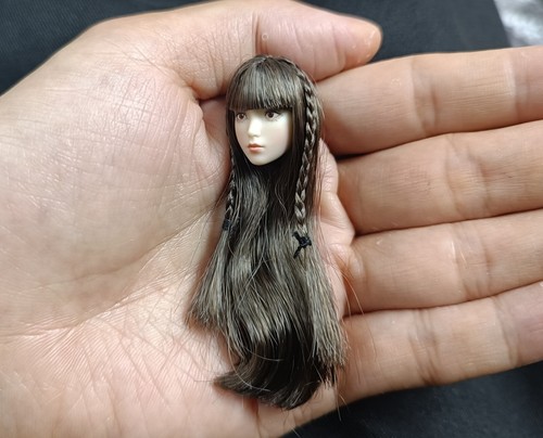 1/12 Female Head Sculpt Long Hair Model for 6" Female Phicen Pale ...