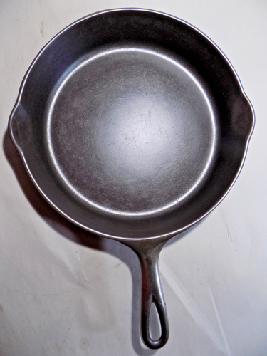 NICE No.8 Griswold Victor 722 Cast Iron Skillet-FLAT-Nickel Finish Wear ...