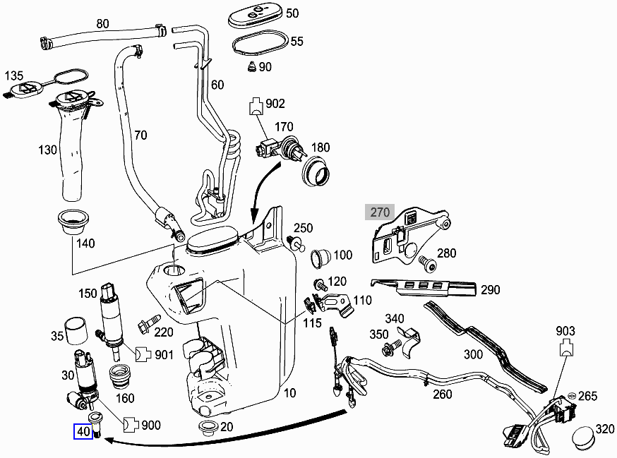Mercedes Windscreen Washer Motor Pump Filter Strainer A0019987301 New ...
