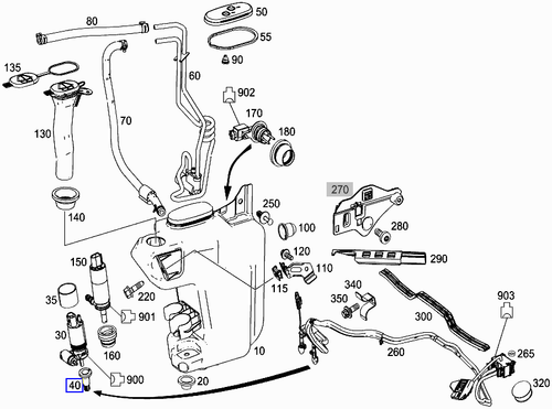 Mercedes Windscreen Washer Motor Pump Filter Strainer A0019987301 ...