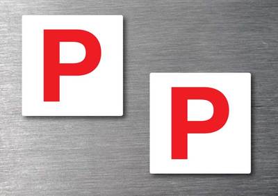 Red P Plate x 2 stickers STREET LEGAL quality vinyl water & fade proof ...