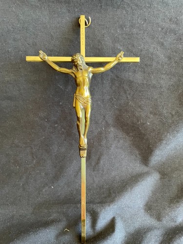 Vintage 10” INRI Brass Crucifix Jesus On Cross Catholic Church Wall ...