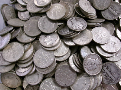 100 Pre 1965 90% Silver Junk Silver Dimes - $10 Face Value of Silver ...