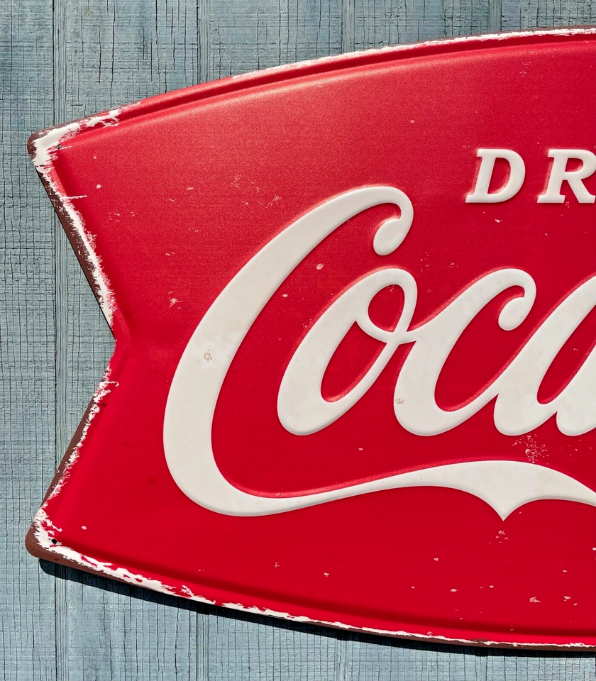 NEW! Reproduction Fishtail Coca-Cola / Coke Metal Sign 36in X 18in ...