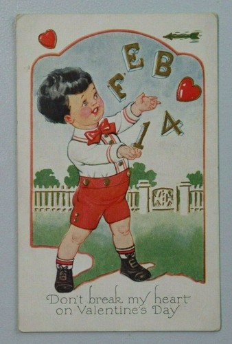 Don't Break My Heart on Valentines Day Embossed Carrington DB Postcard ...