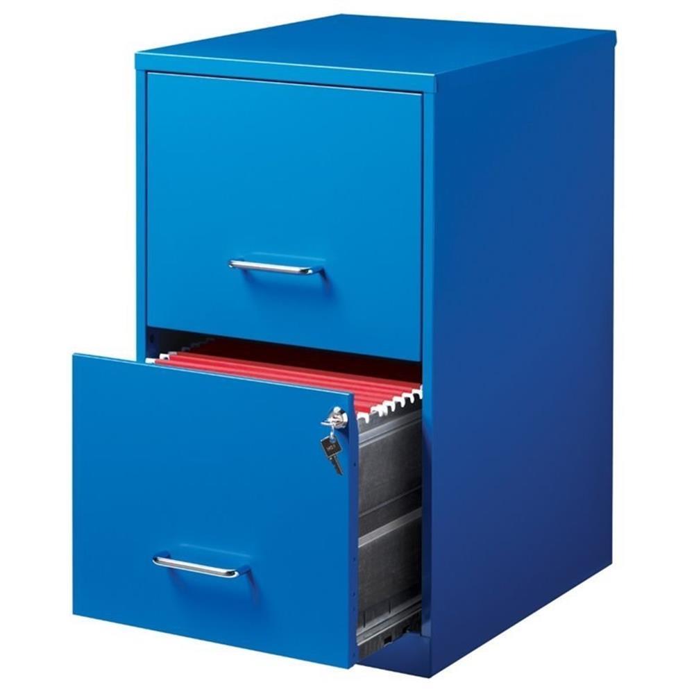 Space Solutions 18" 2 Drawer Metal File Cabinet Classic Blue | eBay