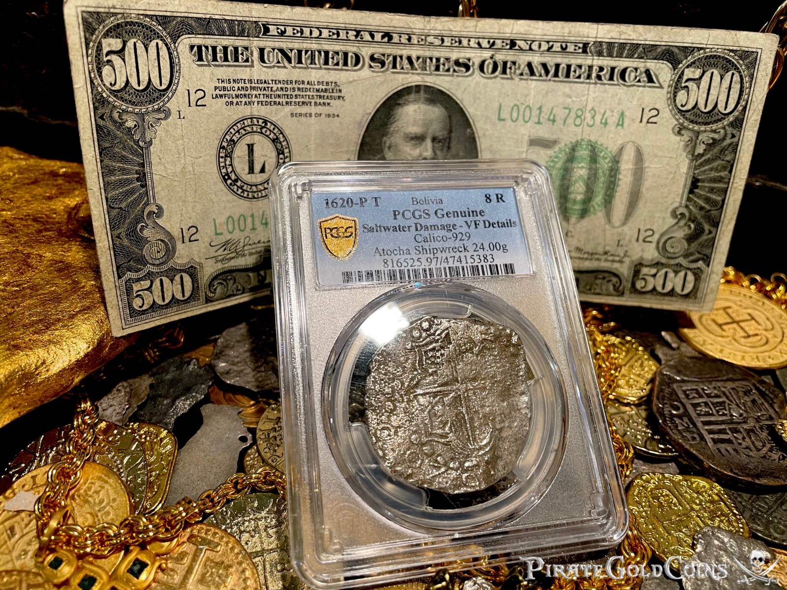 FULL DATE 1620 PCGS BOLIVIA ATOCHA SHIPWRECK MEL FISHER COA PIRATE ...