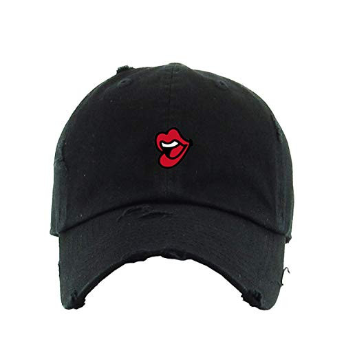 Lips Vintage Baseball Cap Embroidered Cotton Adjustable Distressed Dad ...