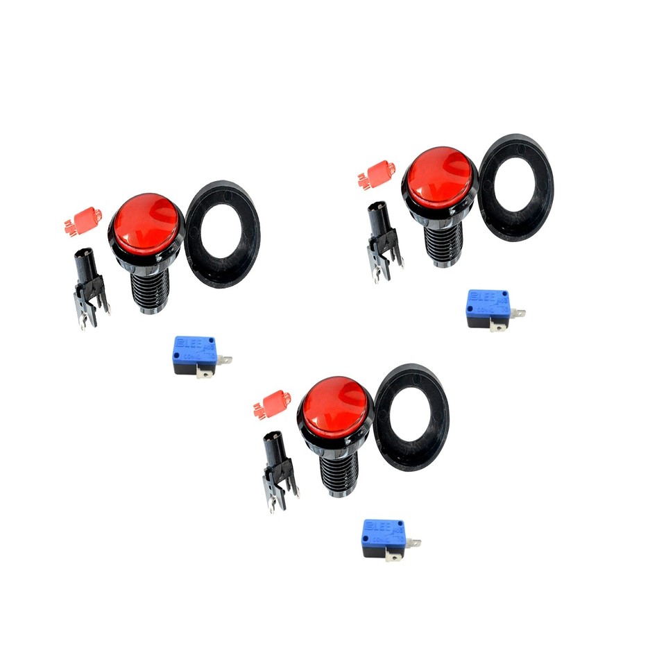 1/3/5/10x Red Arcade Round Push Buttons Illumilated LED Light w ...